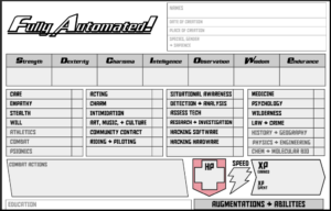 Characters – Fully Automated! RPG